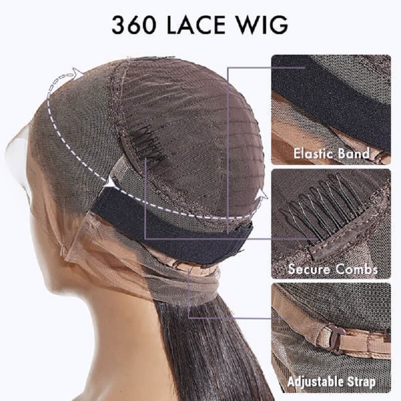 Luve 360 Lace Frontal Wig Straight Human Hair 360 Wigs Pre-Plucked ...