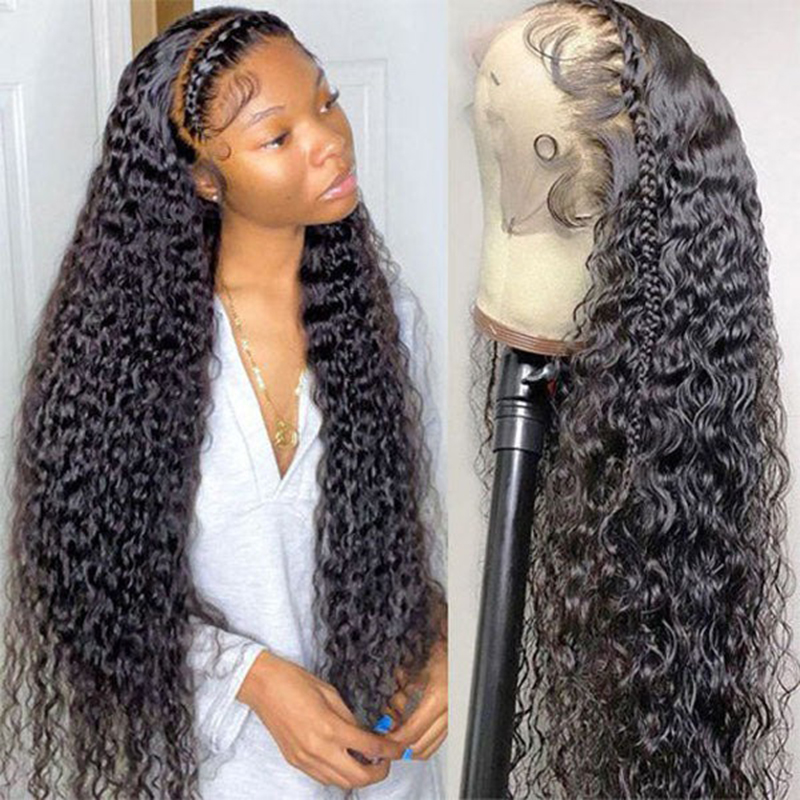Luve 13X6 HD Lace Front Human Hair Natural Black Glueless Water Wave Wig