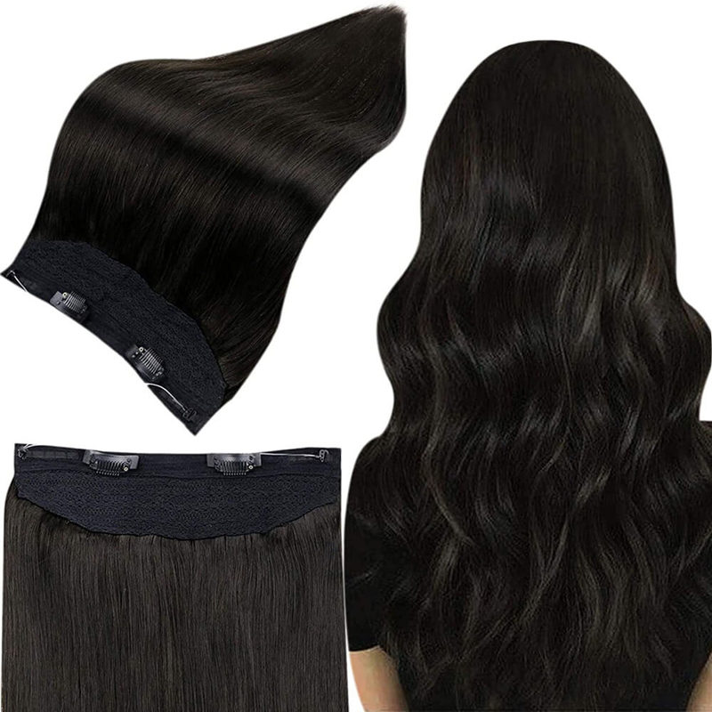 Halo Human Hair Extension 100g Off Black #1B Invisible Halo Hair Extensions