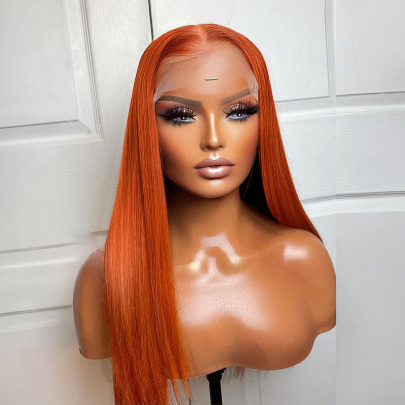 Luve 13x6 Glueless HD Lace Wig Ginger Orange Straight Colored Wigs