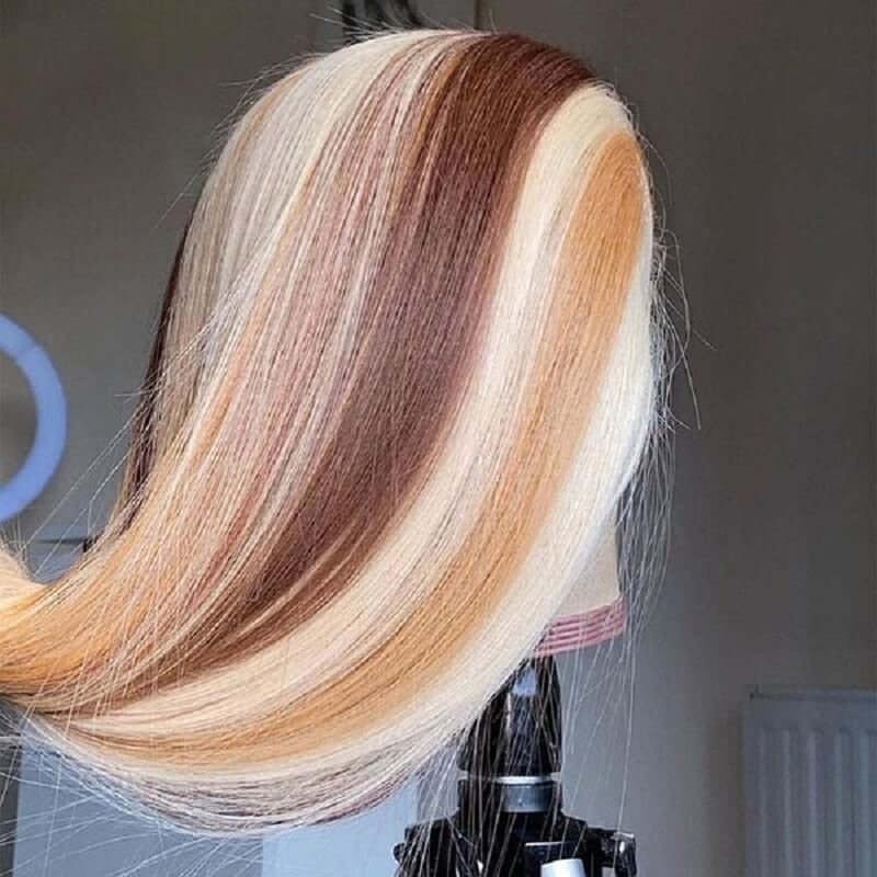 Luve Human Hair #613 White Blonde Color Straight Glueless Lace Wigs