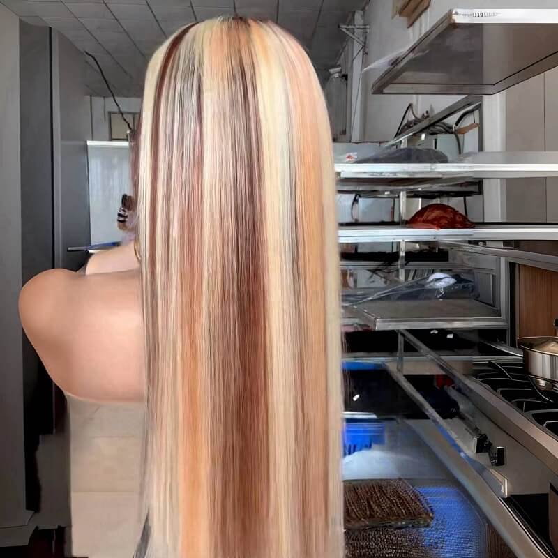 Luve Human Hair #613 White Blonde Color Straight Glueless Lace Wigs