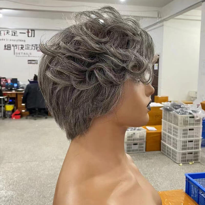 Luve Limited Design Salt & Pepper Pixie Cuts Wig Beginner Friendly ...