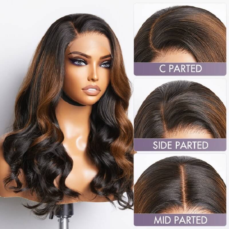 Luve Trendy Brown With Black 180% Density Loose Wave Glueless Lace ...