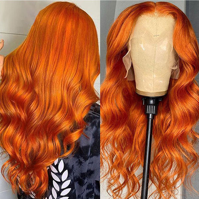 Orange Ginger Wig Body Wave 13x4 Lace Front Wigs Human Hair Glueless Wigs