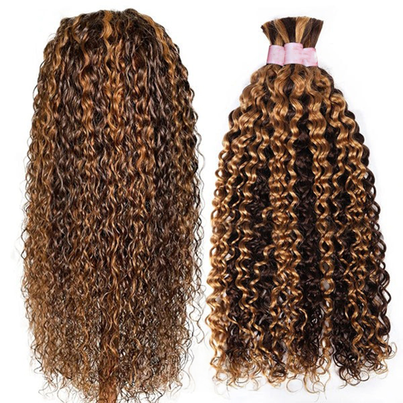 P4 #27 Braiding Hair Water Wave Bulk Human Hair for Braids Hair Extensions