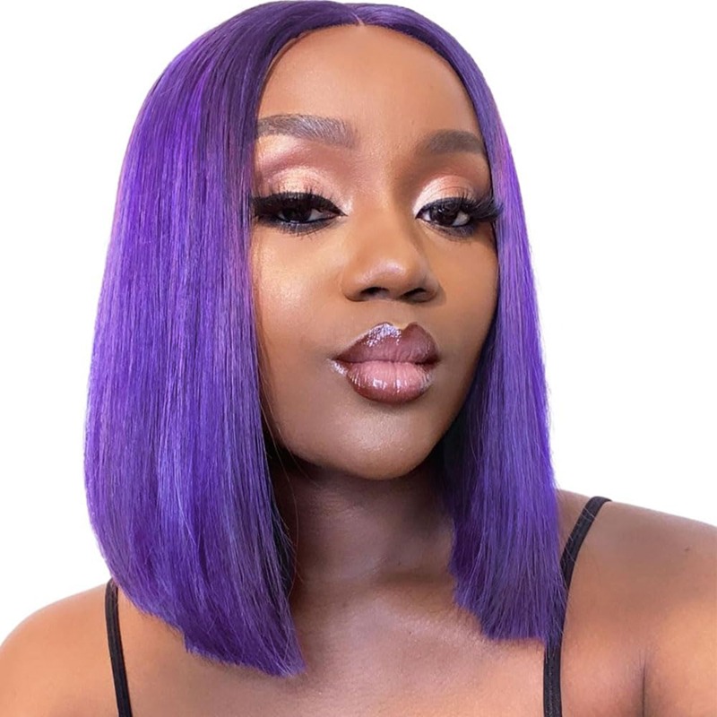 Luve Colorful Glueless Silky Bob Wig Lace Front Wig Pre Plucked 100% ...