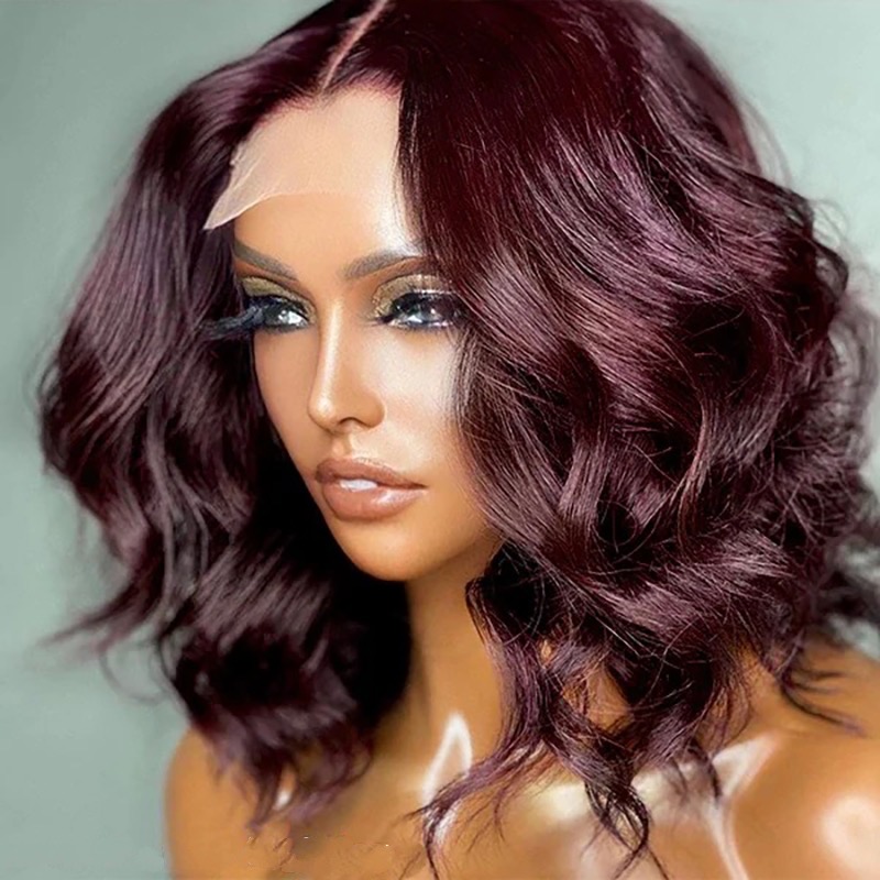 Transparent Glueless Loose Wave Minimalist Mid Part Short Wigs 100% ...