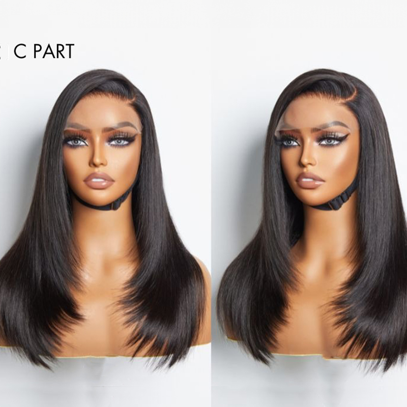 Trendy Layered Cut Pre-plucked Glueless 5x5 Closure Lace Wig 100% Human ...