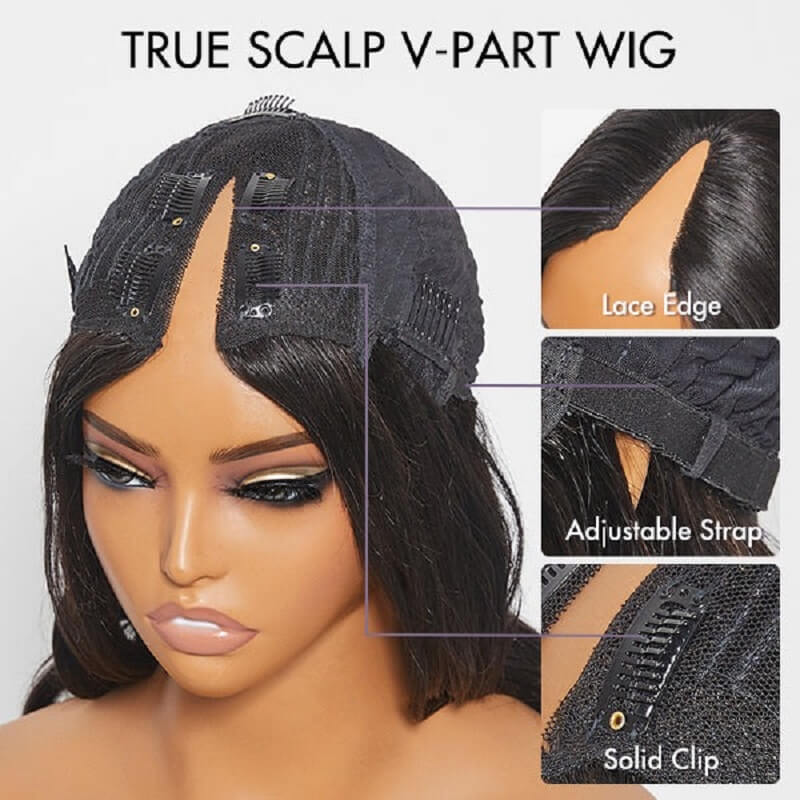Luve Honey Brown Highlight Glueless V Part Wig Kinky Curly Wigs ...