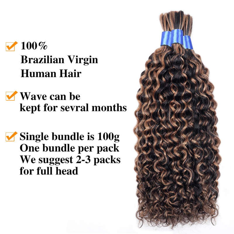 Water Wave Bulk Human Hair Extension For Braiding #1B/30 100% Human Hair