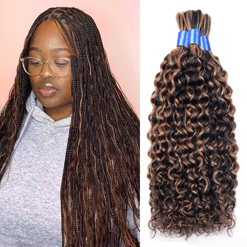 Water Wave Bulk Human Hair Extension For Braiding #1B/30 100% Human Hair